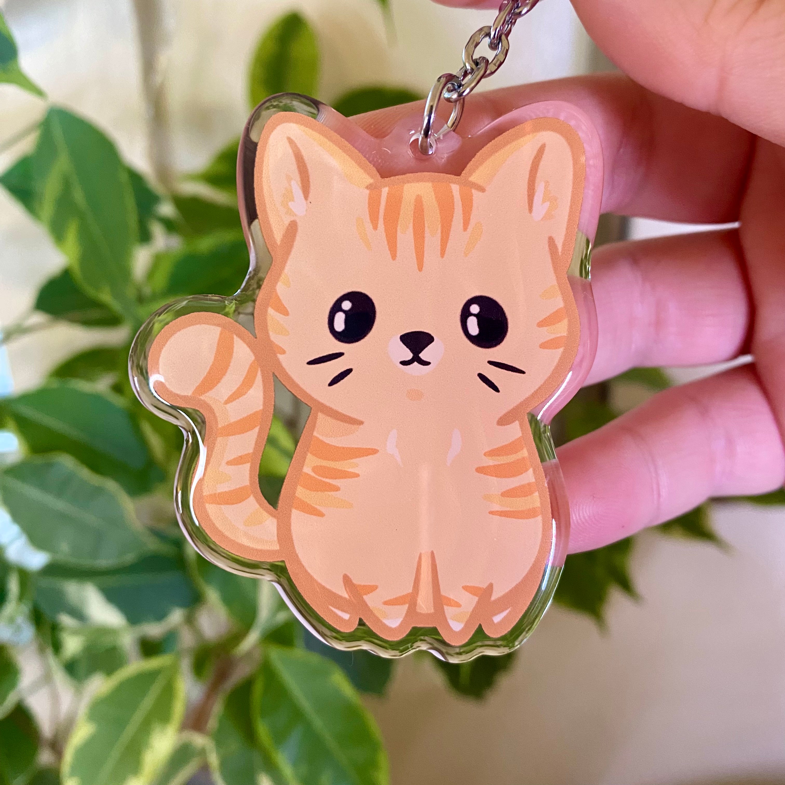 Orange Tabby Cat Cute Acrylic Keychain – Cimmabun
