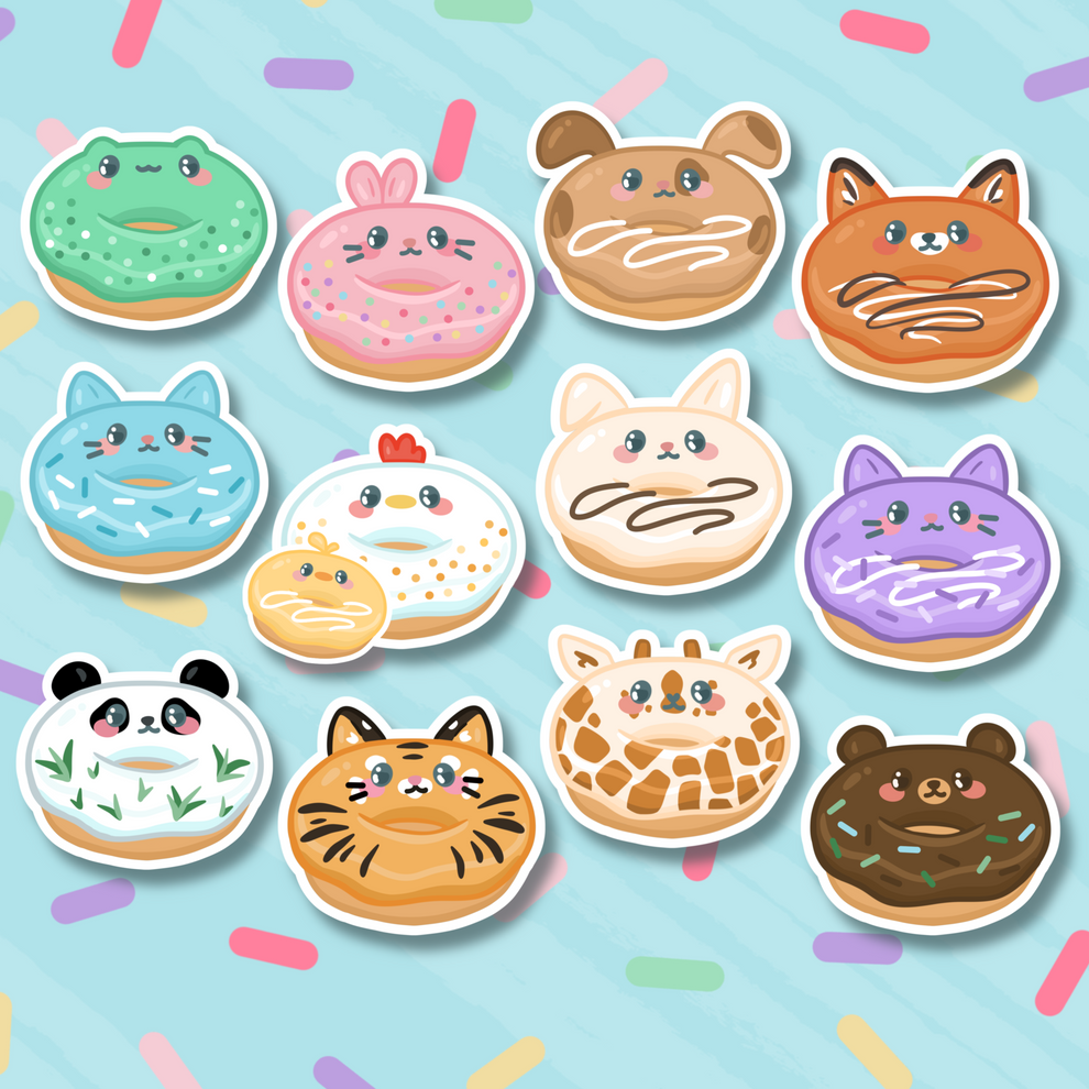 Donut Animals Cute Vinyl Sticker Pack – Cimmabun