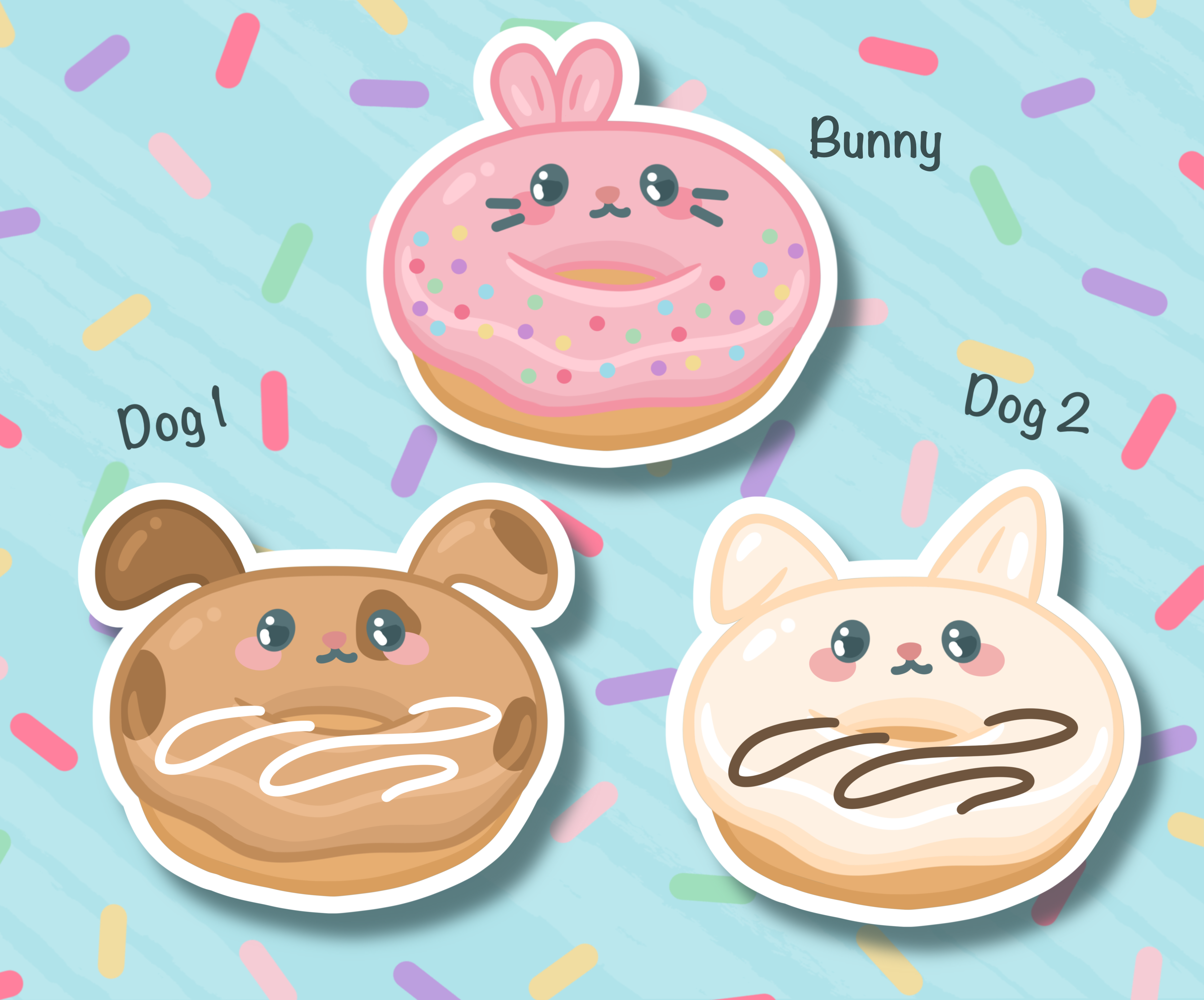 Donut Animals Cute Vinyl Sticker Pack – Cimmabun