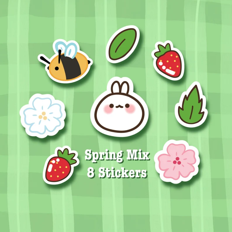 Spring Mix Set of 8 Mini Stickers (Bao Bun Bunny) – Cimmabun
